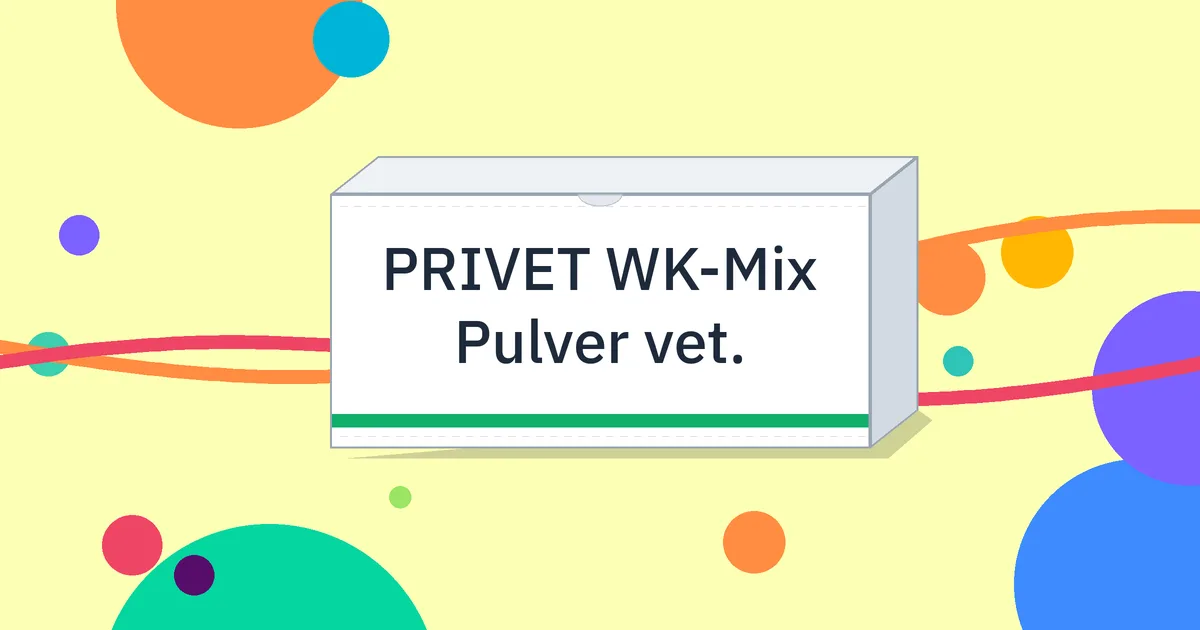 Symbolbild: Packung mit der Aufschrift PRIVET WK-Mix Pulver vet. (PZN 16907015) – Verfügbarkeit und Bezug in Apotheken in Frankfurt am Main