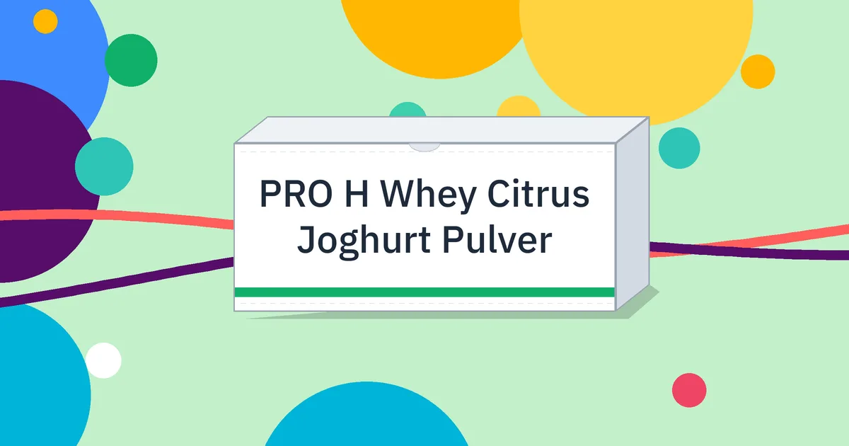 Symbolbild: Packung mit der Aufschrift PRO H Whey Citrus Joghurt Pulver (PZN 08842419) – Verfügbarkeit und Bezug in Apotheken in Frankfurt am Main