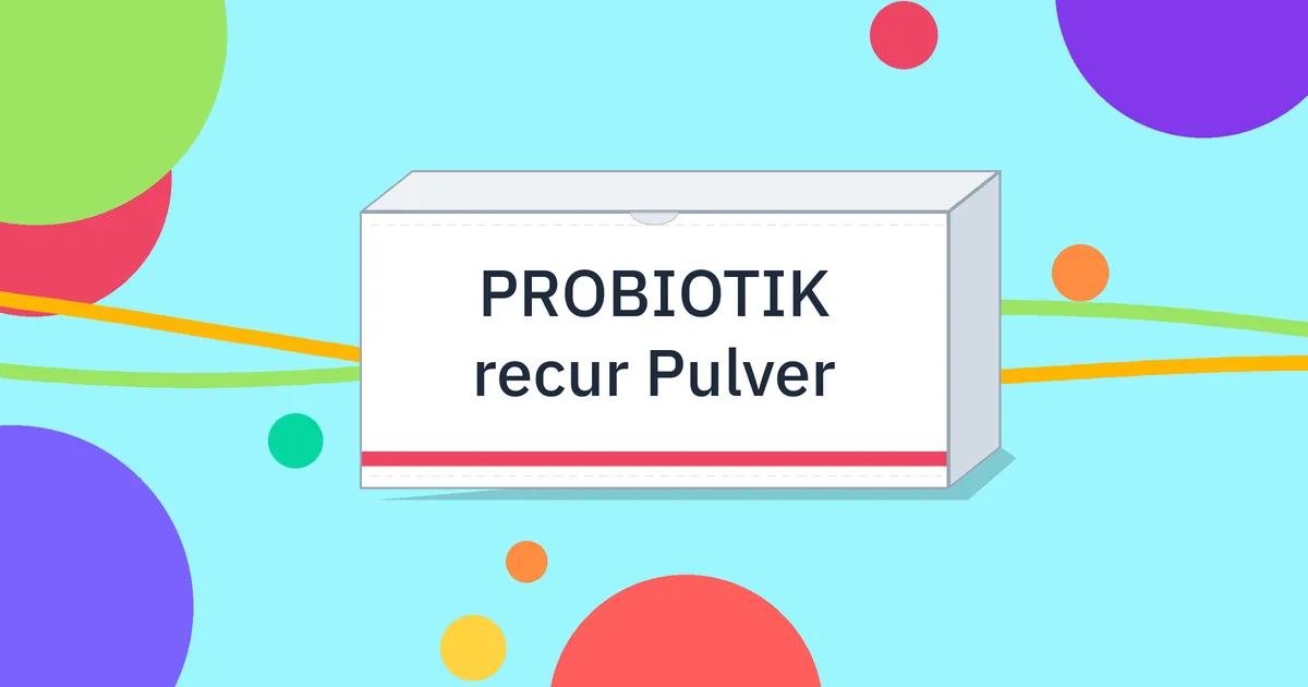 Symbolbild: Packung mit der Aufschrift PROBIOTIK recur Pulver (PZN 01156052) – Verfügbarkeit und Bezug in Apotheken in Frankfurt am Main