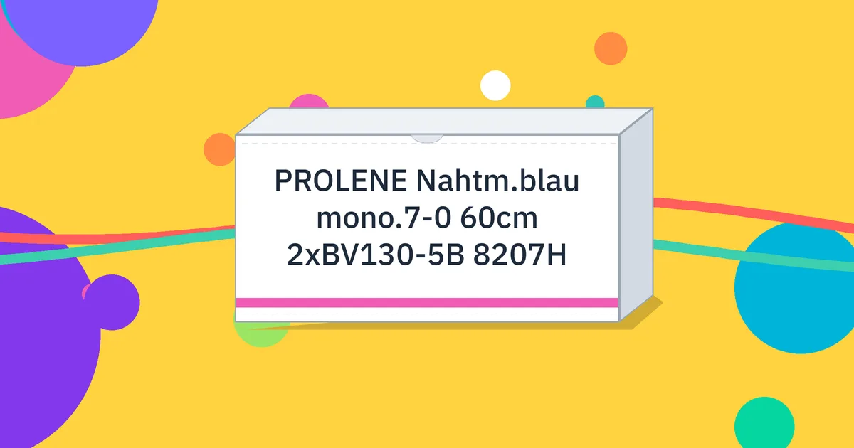 Symbolbild: Packung mit der Aufschrift PROLENE Nahtm.blau mono.7-0 60cm 2xBV130-5B 8207H (PZN 20855347) – Verfügbarkeit und Bezug in Apotheken in Frankfurt am Main