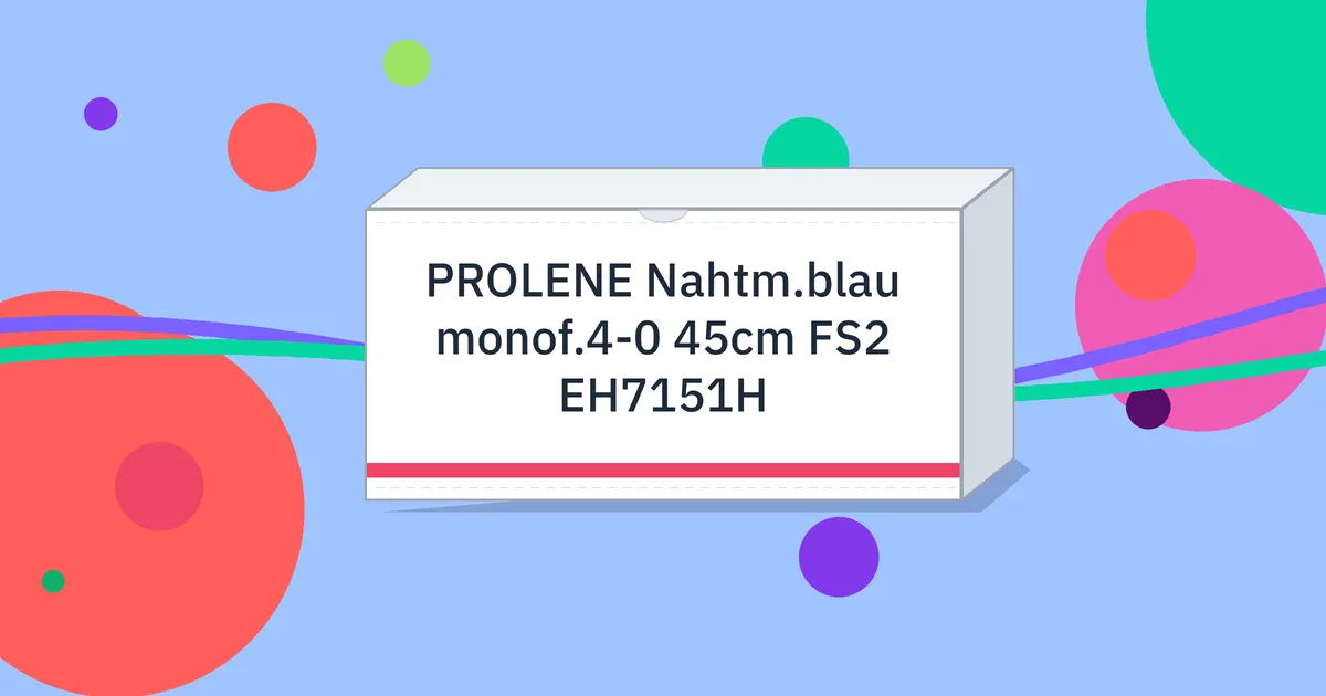 Symbolbild: Packung mit der Aufschrift PROLENE Nahtm.blau monof.4-0 45cm FS2 EH7151H (PZN 16255245) – Verfügbarkeit und Bezug in Apotheken in Frankfurt am Main