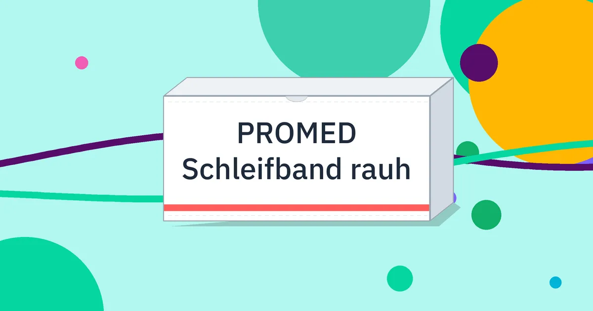 Symbolbild: Packung mit der Aufschrift PROMED Schleifband rauh (PZN 18132541) – Verfügbarkeit und Bezug in Apotheken in Frankfurt am Main