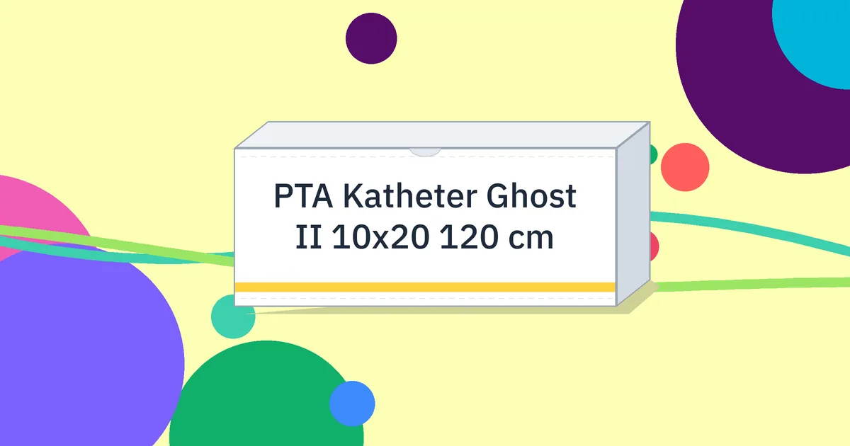 Symbolbild: Packung mit der Aufschrift PTA Katheter Ghost II 10x20 120 cm (PZN 00112182) – Verfügbarkeit und Bezug in Apotheken in Frankfurt am Main