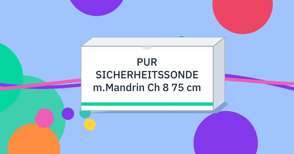 Symbolbild: Packung mit der Aufschrift PUR SICHERHEITSSONDE m.Mandrin Ch 8 75 cm (PZN 13230115) – Verfügbarkeit und Bezug in Apotheken in Frankfurt am Main