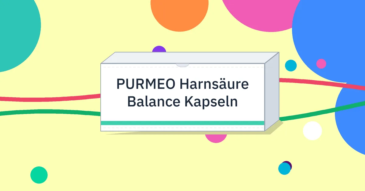 Symbolbild: Packung mit der Aufschrift PURMEO Harnsäure Balance Kapseln (PZN 17869831) – Verfügbarkeit und Bezug in Apotheken in Frankfurt am Main