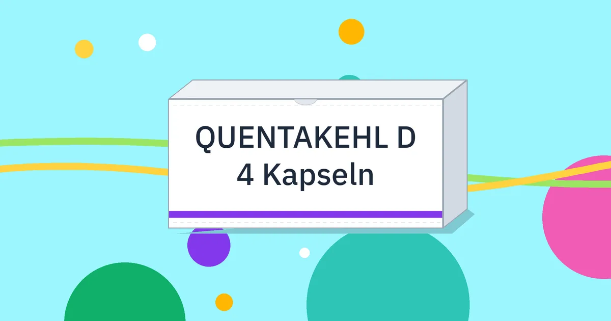 Symbolbild: Packung mit der Aufschrift QUENTAKEHL D 4 Kapseln (PZN 04457038) – Verfügbarkeit und Bezug in Apotheken in Frankfurt am Main