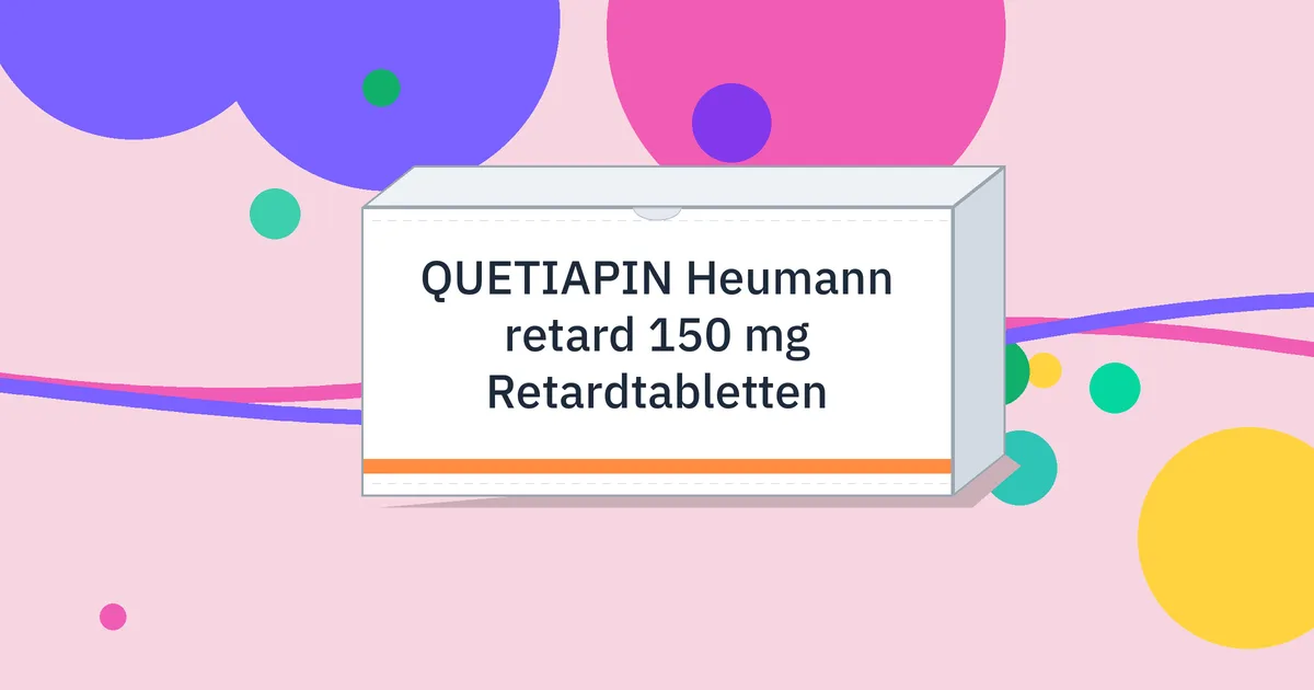 Symbolbild: Packung mit der Aufschrift QUETIAPIN Heumann retard 150 mg Retardtabletten (PZN 09232887) – Verfügbarkeit und Bezug in Apotheken in Frankfurt am Main