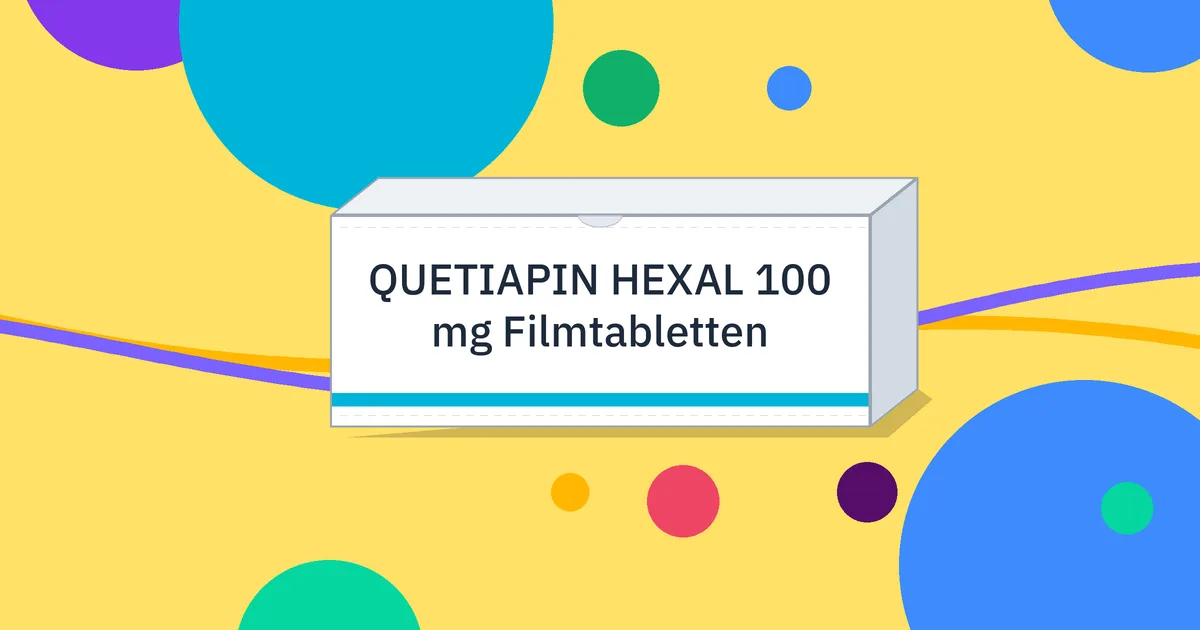 Symbolbild: Packung mit der Aufschrift QUETIAPIN HEXAL 100 mg Filmtabletten (PZN 09339183) – Verfügbarkeit und Bezug in Apotheken in Frankfurt am Main