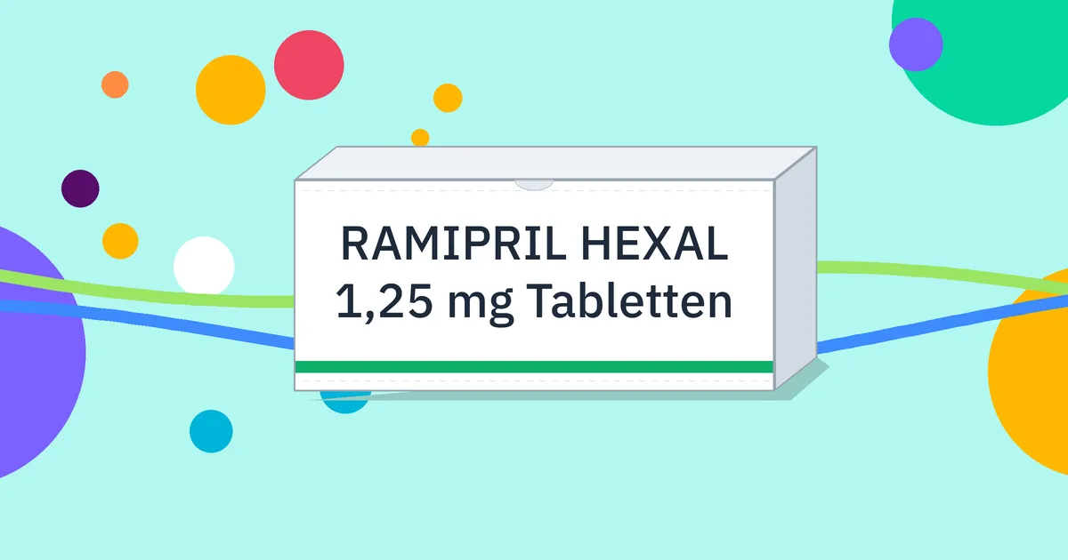 Symbolbild: Packung mit der Aufschrift RAMIPRIL HEXAL 1,25 mg Tabletten (PZN 00759771) – Verfügbarkeit und Bezug in Apotheken in Frankfurt am Main