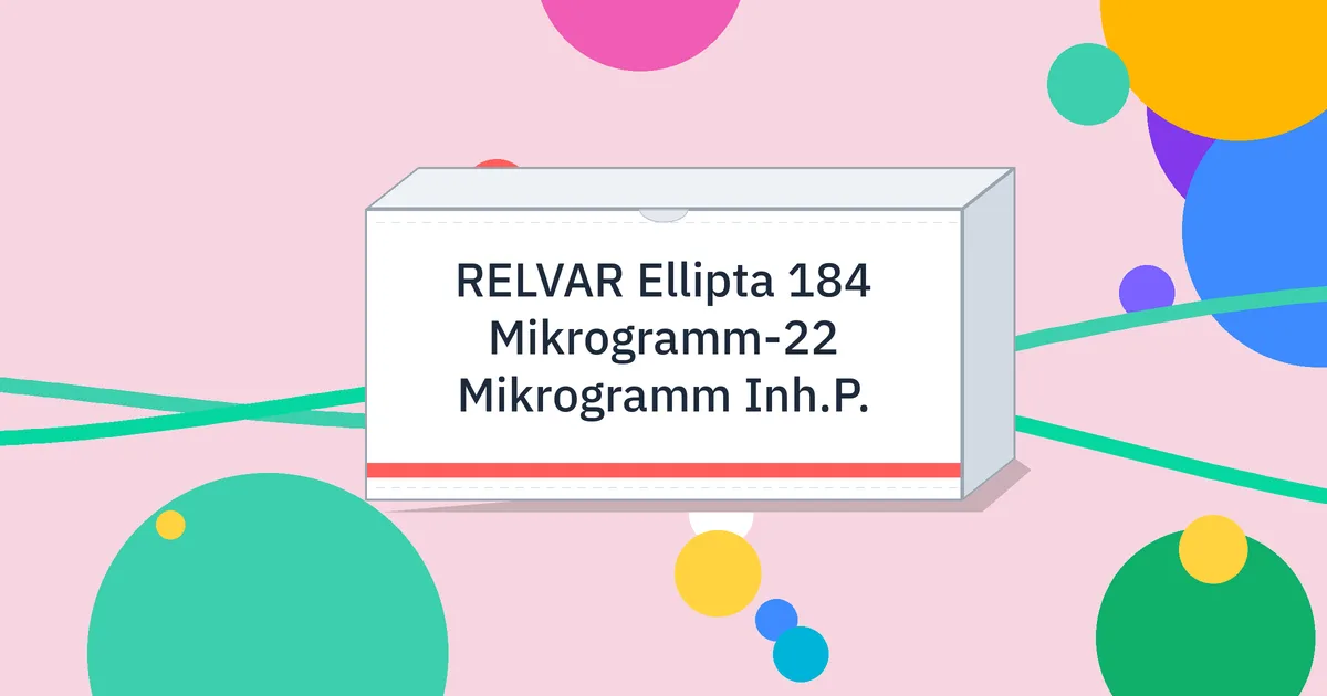Symbolbild: Packung mit der Aufschrift RELVAR Ellipta 184 Mikrogramm-22 Mikrogramm Inh.P. (PZN 02360754) – Verfügbarkeit und Bezug in Apotheken in Frankfurt am Main