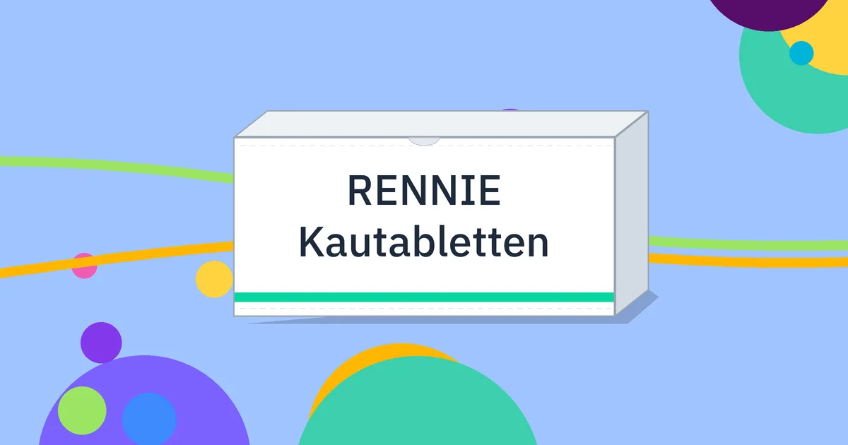 Symbolbild: Packung mit der Aufschrift RENNIE Kautabletten (PZN 02751816) – Verfügbarkeit und Bezug in Apotheken in Frankfurt am Main