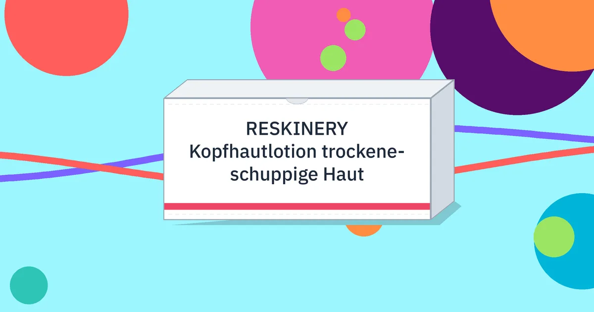 Symbolbild: Packung mit der Aufschrift RESKINERY Kopfhautlotion trockene-schuppige Haut (PZN 20100011) – Verfügbarkeit und Bezug in Apotheken in Frankfurt am Main