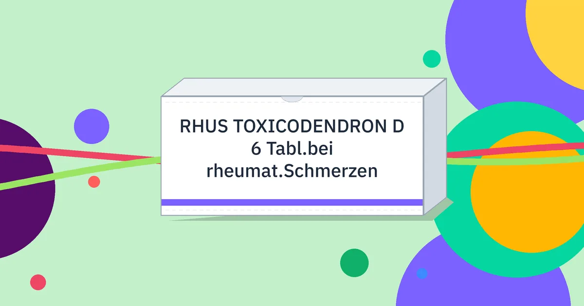 Symbolbild: Packung mit der Aufschrift RHUS TOXICODENDRON D 6 Tabl.bei rheumat.Schmerzen (PZN 12608698) – Verfügbarkeit und Bezug in Apotheken in Frankfurt am Main