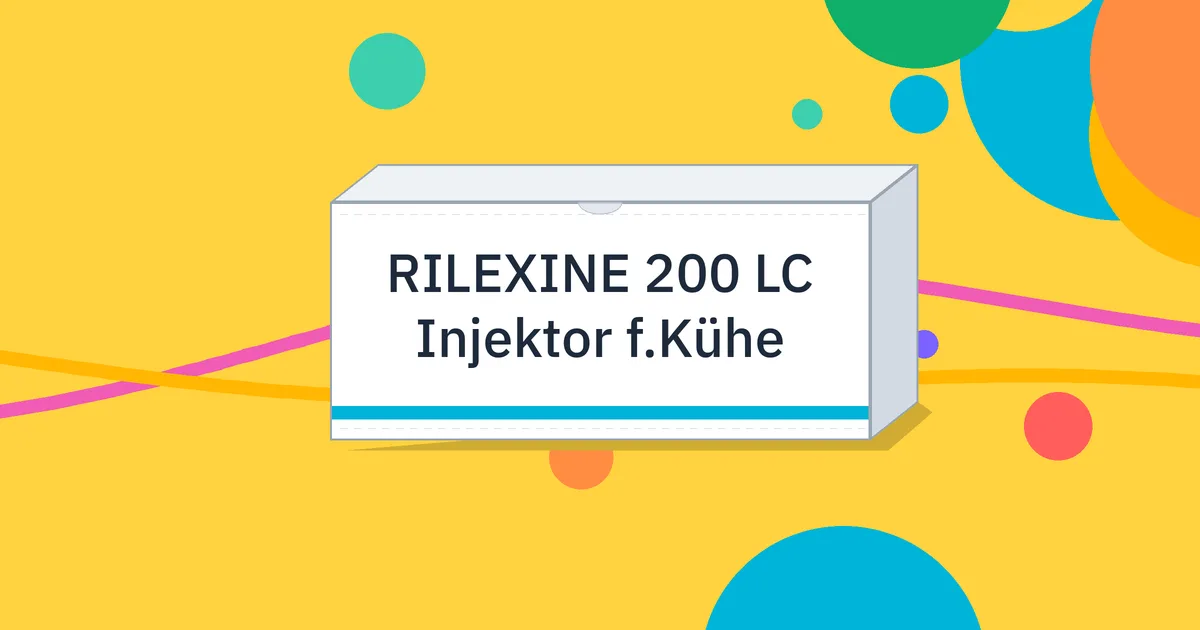 Symbolbild: Packung mit der Aufschrift RILEXINE 200 LC Injektor f.Kühe (PZN 01659528) – Verfügbarkeit und Bezug in Apotheken in Frankfurt am Main