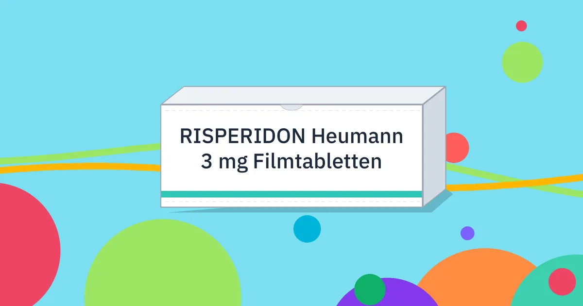 Symbolbild: Packung mit der Aufschrift RISPERIDON Heumann 3 mg Filmtabletten (PZN 01565916) – Verfügbarkeit und Bezug in Apotheken in Frankfurt am Main