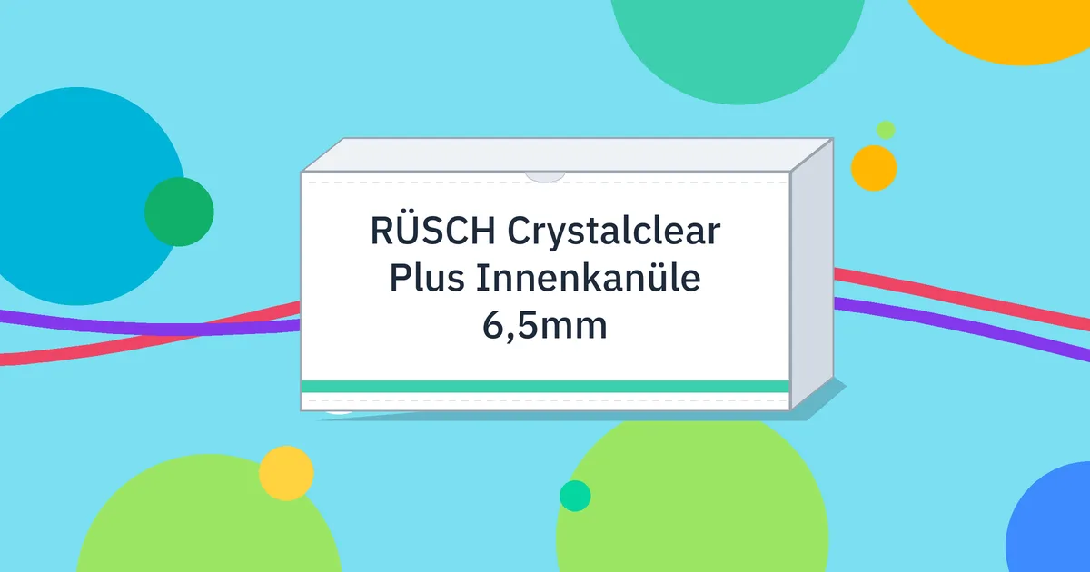 Symbolbild: Packung mit der Aufschrift RÜSCH Crystalclear Plus Innenkanüle 6,5mm (PZN 03434035) – Verfügbarkeit und Bezug in Apotheken in Frankfurt am Main