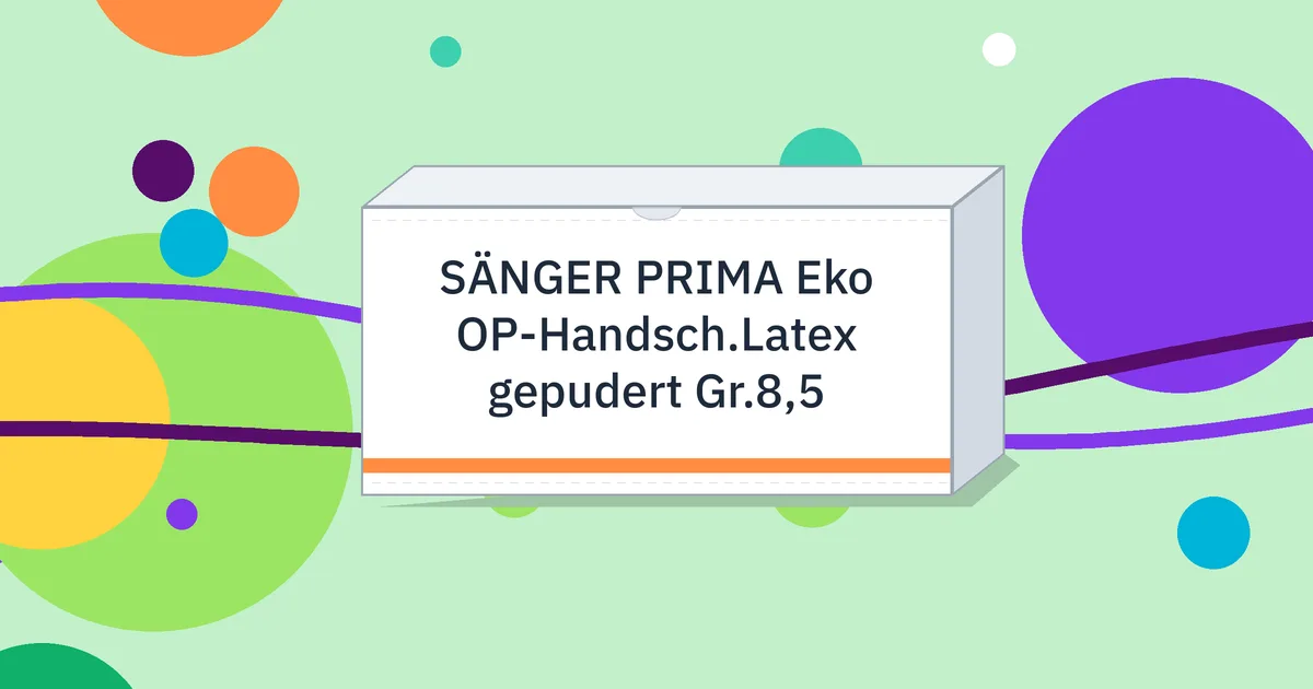 Symbolbild: Packung mit der Aufschrift SÄNGER PRIMA Eko OP-Handsch.Latex gepudert Gr.8,5 (PZN 04533495) – Verfügbarkeit und Bezug in Apotheken in Frankfurt am Main