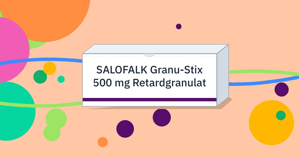 Symbolbild: Packung mit der Aufschrift SALOFALK Granu-Stix 500 mg Retardgranulat (PZN 18702518) – Verfügbarkeit und Bezug in Apotheken in Frankfurt am Main