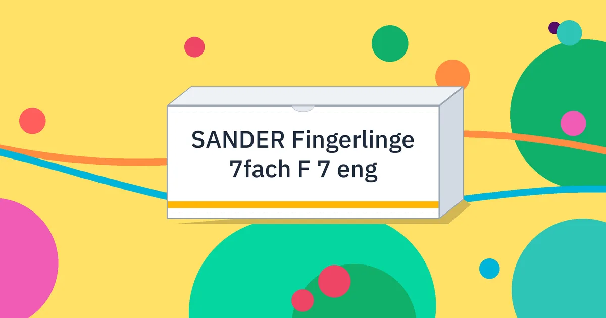Symbolbild: Packung mit der Aufschrift SANDER Fingerlinge 7fach F 7 eng (PZN 10014641) – Verfügbarkeit und Bezug in Apotheken in Frankfurt am Main