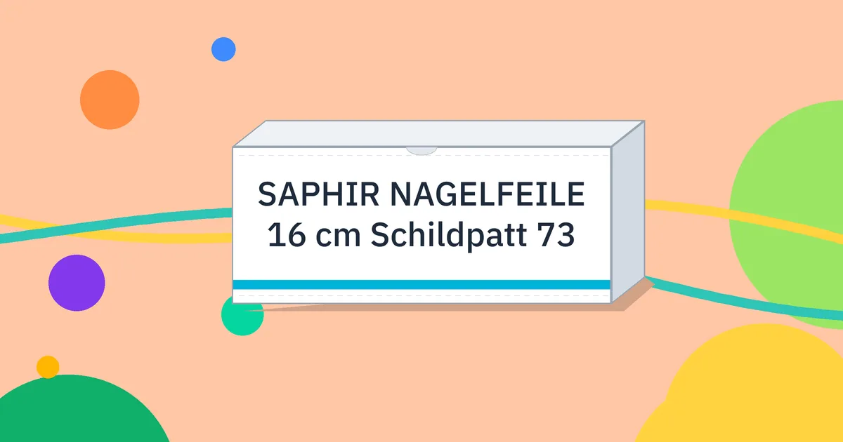 Symbolbild: Packung mit der Aufschrift SAPHIR NAGELFEILE 16 cm Schildpatt 73 (PZN 19283621) – Verfügbarkeit und Bezug in Apotheken in Frankfurt am Main