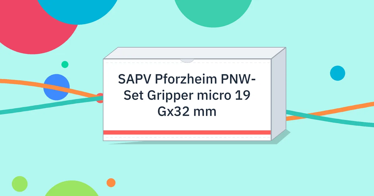 Symbolbild: Packung mit der Aufschrift SAPV Pforzheim PNW-Set Gripper micro 19 Gx32 mm (PZN 13868326) – Verfügbarkeit und Bezug in Apotheken in Frankfurt am Main