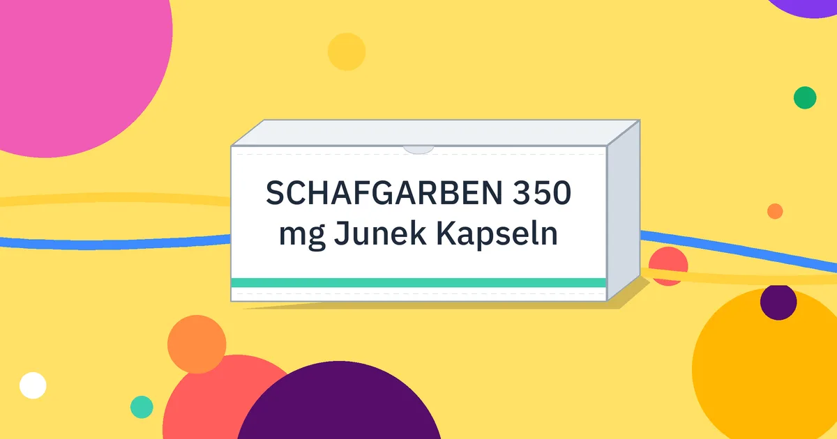 Symbolbild: Packung mit der Aufschrift SCHAFGARBEN 350 mg Junek Kapseln (PZN 10052989) – Verfügbarkeit und Bezug in Apotheken in Frankfurt am Main