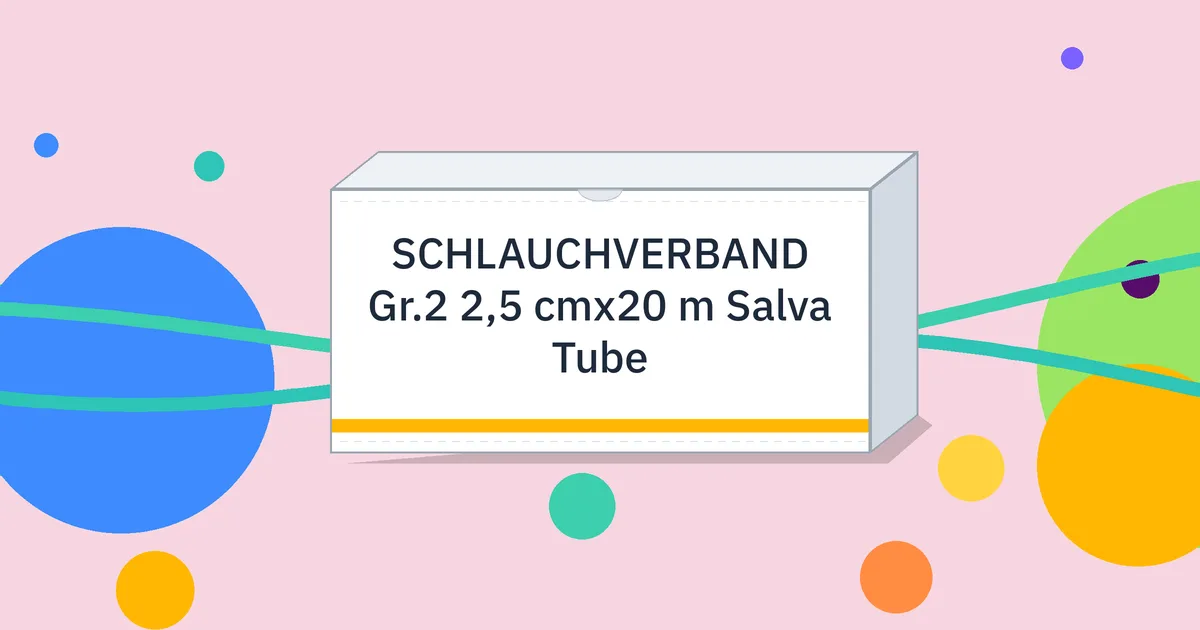Symbolbild: Packung mit der Aufschrift SCHLAUCHVERBAND Gr.2 2,5 cmx20 m Salva Tube (PZN 10351232) – Verfügbarkeit und Bezug in Apotheken in Frankfurt am Main