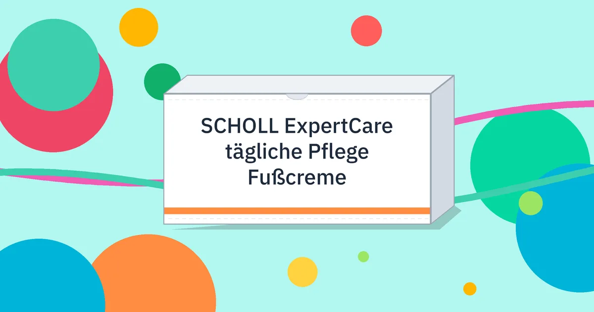 Symbolbild: Packung mit der Aufschrift SCHOLL ExpertCare tägliche Pflege Fußcreme (PZN 18296828) – Verfügbarkeit und Bezug in Apotheken in Frankfurt am Main