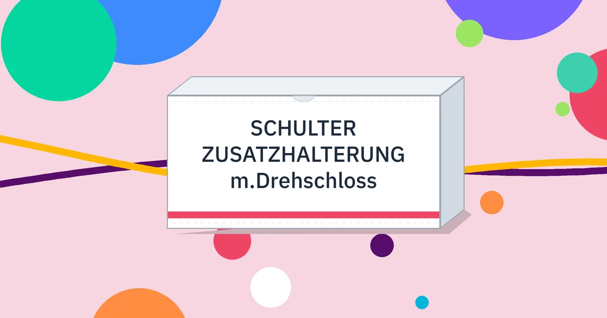 Symbolbild: Packung mit der Aufschrift SCHULTER ZUSATZHALTERUNG m.Drehschloss (PZN 11568198) – Verfügbarkeit und Bezug in Apotheken in Frankfurt am Main