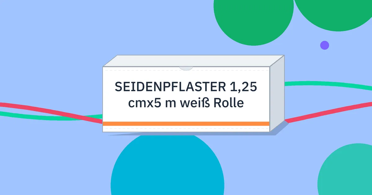 Symbolbild: Packung mit der Aufschrift SEIDENPFLASTER 1,25 cmx5 m weiß Rolle (PZN 09781542) – Verfügbarkeit und Bezug in Apotheken in Frankfurt am Main