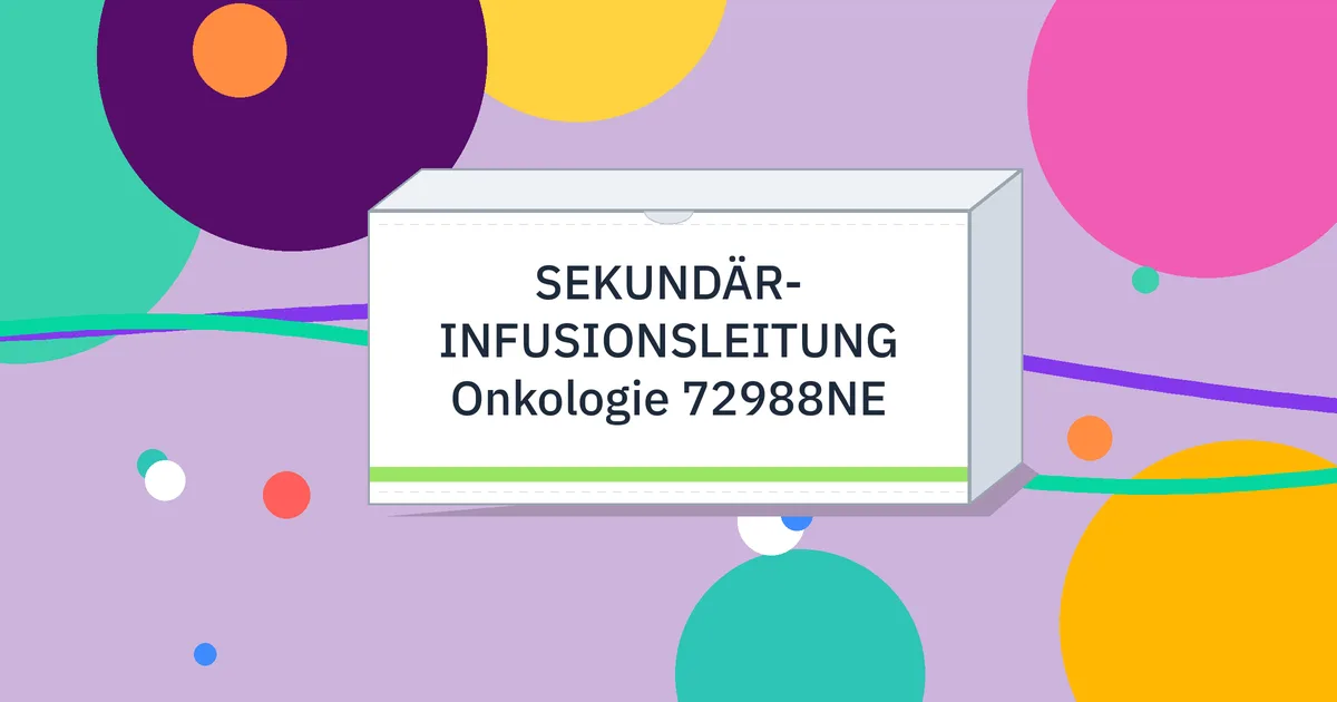 Symbolbild: Packung mit der Aufschrift SEKUNDÄR-INFUSIONSLEITUNG Onkologie 72988NE (PZN 13589425) – Verfügbarkeit und Bezug in Apotheken in Frankfurt am Main