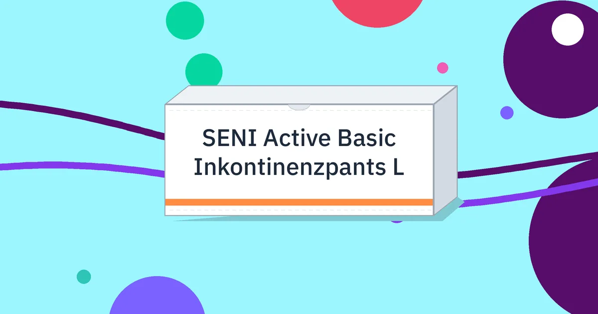 Symbolbild: Packung mit der Aufschrift SENI Active Basic Inkontinenzpants L (PZN 17400063) – Verfügbarkeit und Bezug in Apotheken in Frankfurt am Main