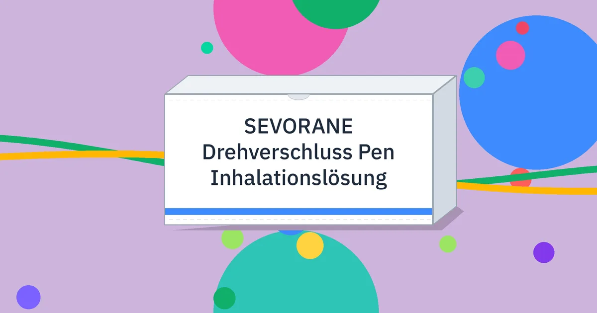 Symbolbild: Packung mit der Aufschrift SEVORANE Drehverschluss Pen Inhalationslösung (PZN 10254428) – Verfügbarkeit und Bezug in Apotheken in Frankfurt am Main