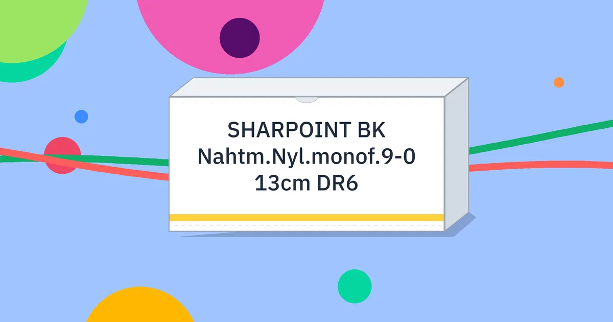 Symbolbild: Packung mit der Aufschrift SHARPOINT BK Nahtm.Nyl.monof.9-0 13cm DR6 (PZN 17983900) – Verfügbarkeit und Bezug in Apotheken in Frankfurt am Main