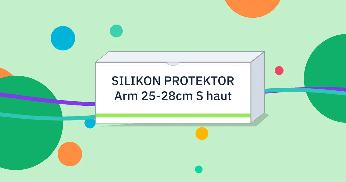 Symbolbild: Packung mit der Aufschrift SILIKON PROTEKTOR Arm 25-28cm S haut (PZN 16537854) – Verfügbarkeit und Bezug in Apotheken in Frankfurt am Main