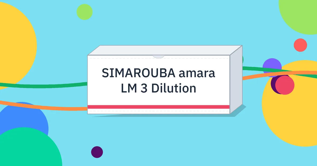Symbolbild: Packung mit der Aufschrift SIMAROUBA amara LM 3 Dilution (PZN 13679766) – Verfügbarkeit und Bezug in Apotheken in Frankfurt am Main