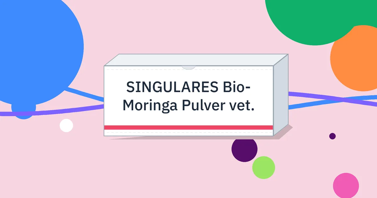 Symbolbild: Packung mit der Aufschrift SINGULARES Bio-Moringa Pulver vet. (PZN 12502729) – Verfügbarkeit und Bezug in Apotheken in Frankfurt am Main