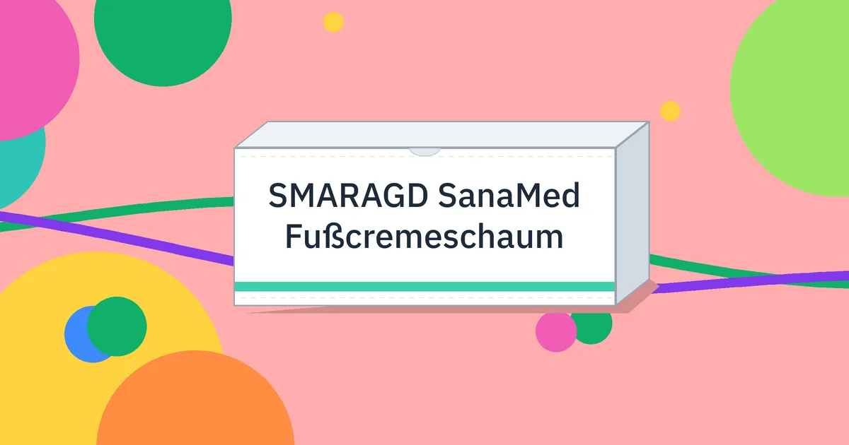 Symbolbild: Packung mit der Aufschrift SMARAGD SanaMed Fußcremeschaum (PZN 09711180) – Verfügbarkeit und Bezug in Apotheken in Frankfurt am Main
