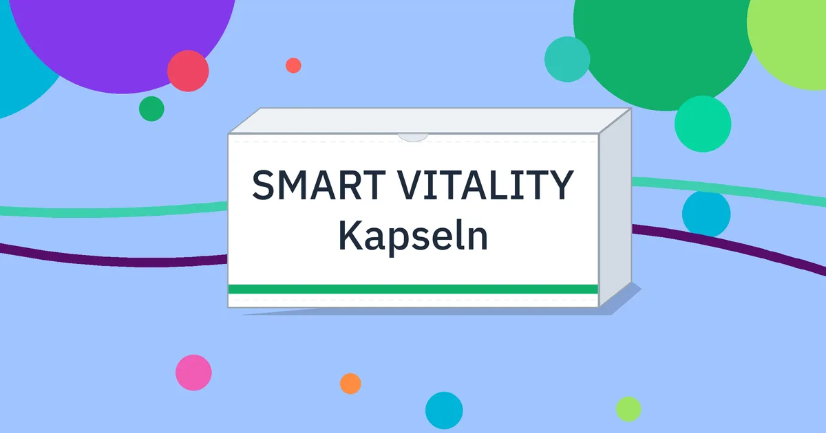 Symbolbild: Packung mit der Aufschrift SMART VITALITY Kapseln (PZN 18849859) – Verfügbarkeit und Bezug in Apotheken in Frankfurt am Main