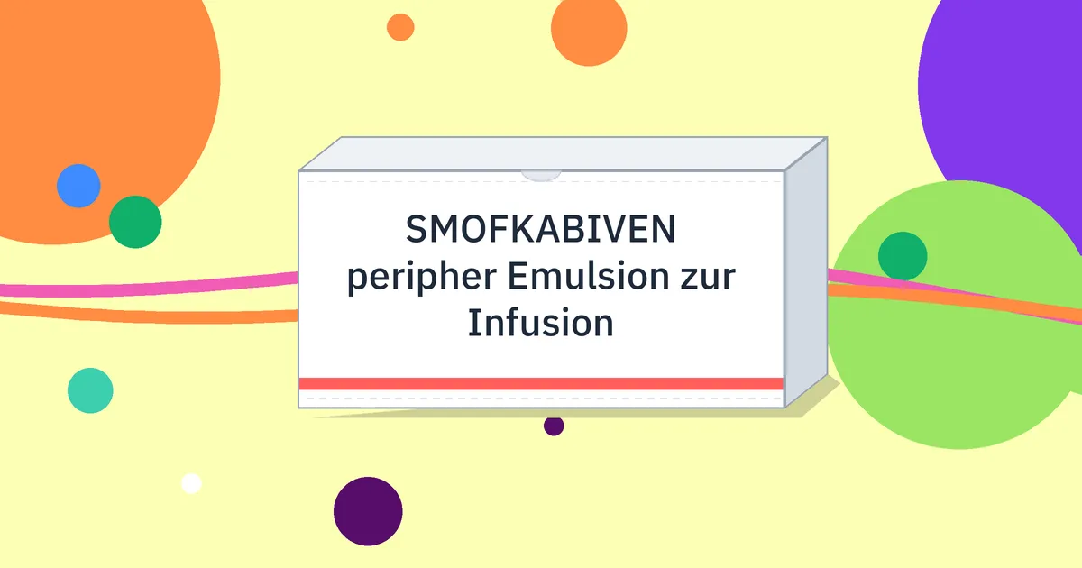 Symbolbild: Packung mit der Aufschrift SMOFKABIVEN peripher Emulsion zur Infusion (PZN 18787704) – Verfügbarkeit und Bezug in Apotheken in Frankfurt am Main