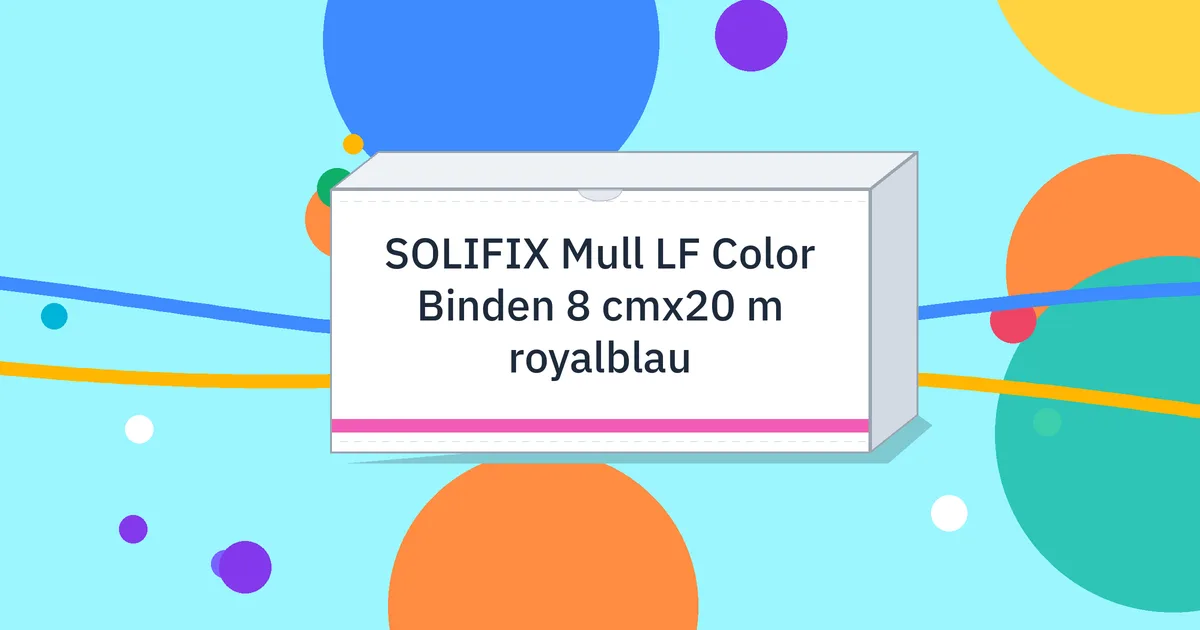 Symbolbild: Packung mit der Aufschrift SOLIFIX Mull LF Color Binden 8 cmx20 m royalblau (PZN 13967206) – Verfügbarkeit und Bezug in Apotheken in Frankfurt am Main