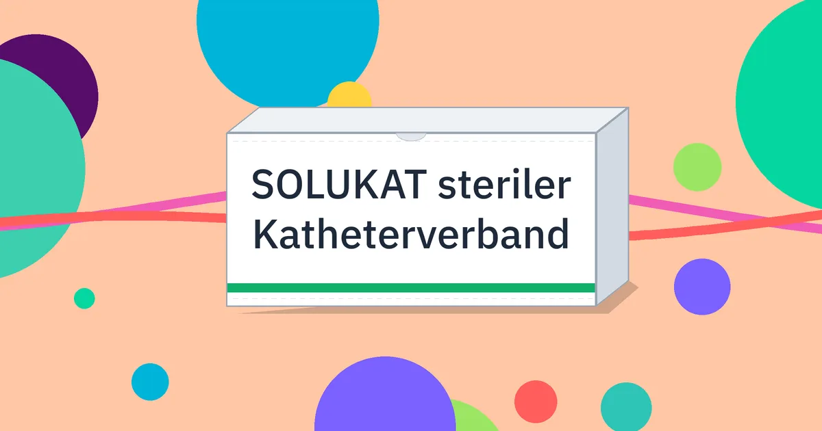 Symbolbild: Packung mit der Aufschrift SOLUKAT steriler Katheterverband (PZN 19819820) – Verfügbarkeit und Bezug in Apotheken in Frankfurt am Main