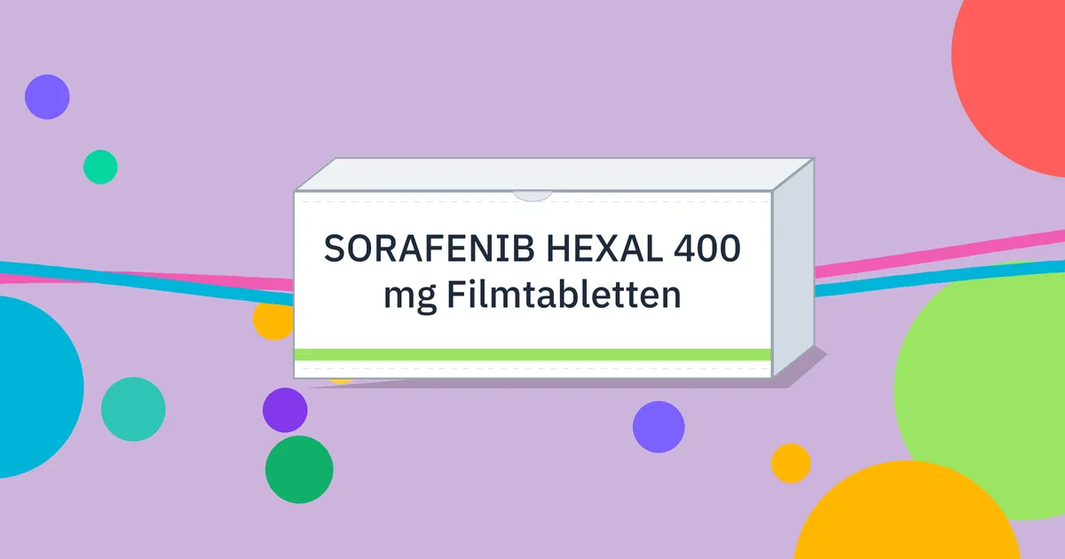Symbolbild: Packung mit der Aufschrift SORAFENIB HEXAL 400 mg Filmtabletten (PZN 16909072) – Verfügbarkeit und Bezug in Apotheken in Frankfurt am Main