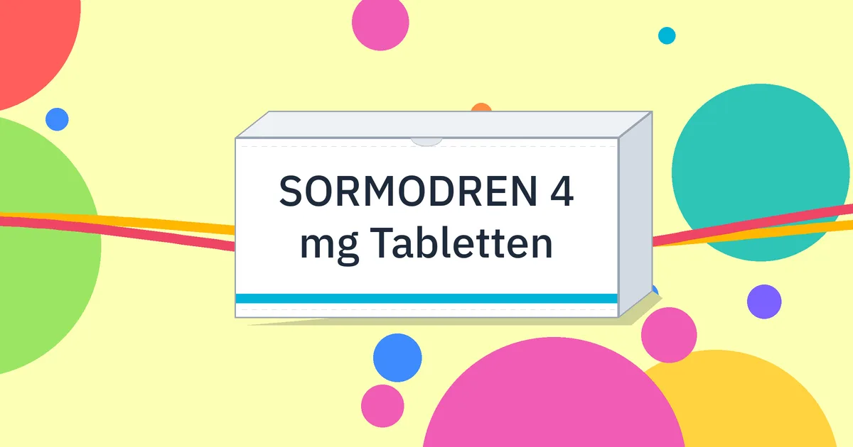 Symbolbild: Packung mit der Aufschrift SORMODREN 4 mg Tabletten (PZN 07143843) – Verfügbarkeit und Bezug in Apotheken in Frankfurt am Main