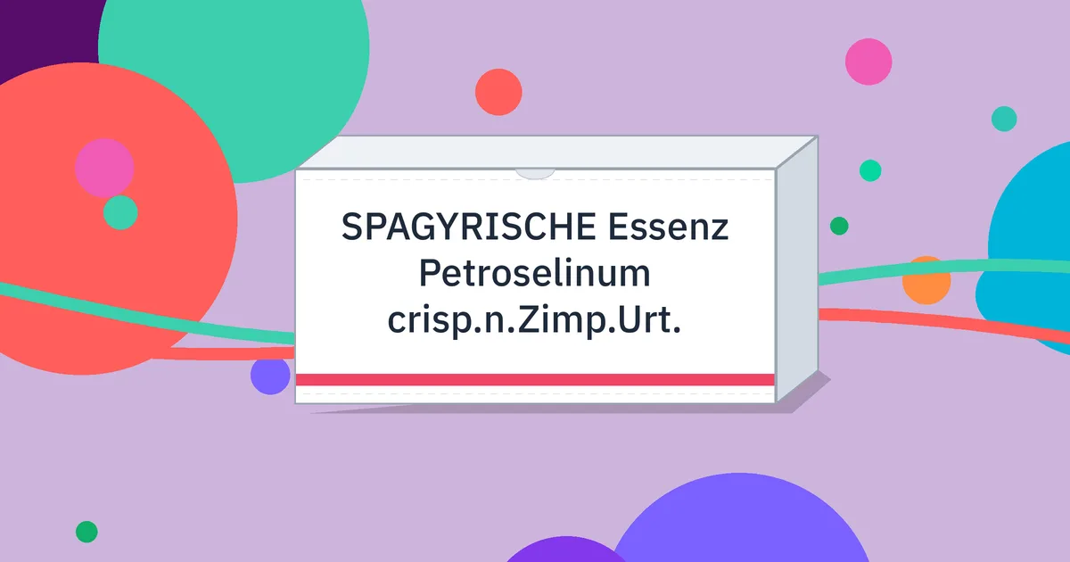 Symbolbild: Packung mit der Aufschrift SPAGYRISCHE Essenz Petroselinum crisp.n.Zimp.Urt. (PZN 20593143) – Verfügbarkeit und Bezug in Apotheken in Frankfurt am Main