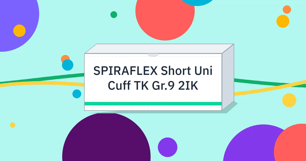 Symbolbild: Packung mit der Aufschrift SPIRAFLEX Short Uni Cuff TK Gr.9 2IK (PZN 12564400) – Verfügbarkeit und Bezug in Apotheken in Frankfurt am Main