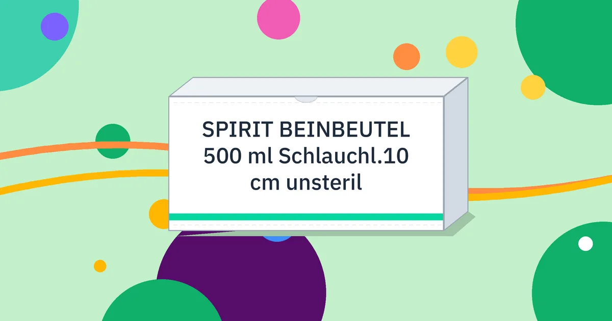 Symbolbild: Packung mit der Aufschrift SPIRIT BEINBEUTEL 500 ml Schlauchl.10 cm unsteril (PZN 12749677) – Verfügbarkeit und Bezug in Apotheken in Frankfurt am Main