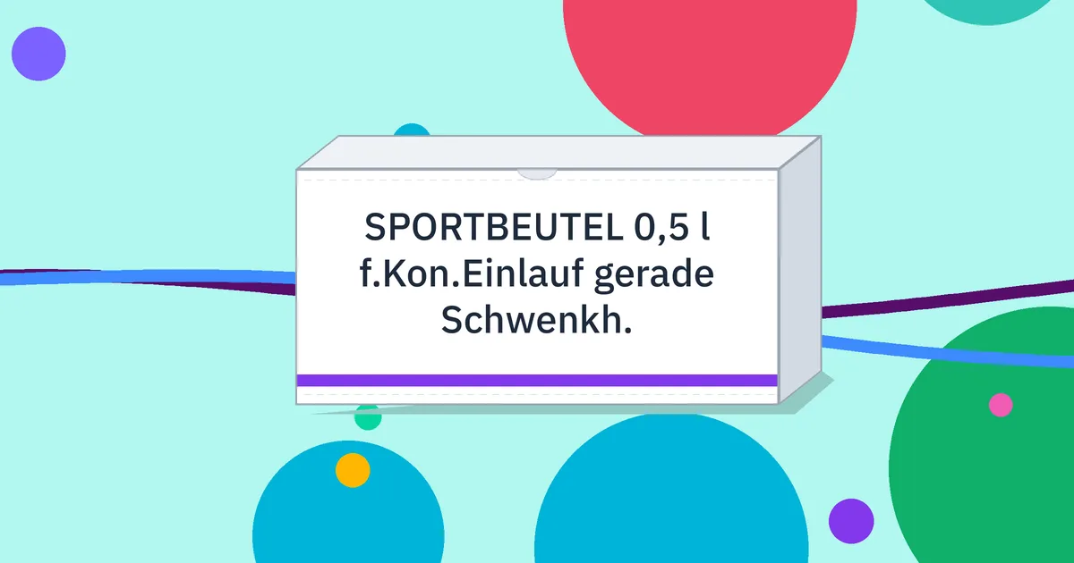 Symbolbild: Packung mit der Aufschrift SPORTBEUTEL 0,5 l f.Kon.Einlauf gerade Schwenkh. (PZN 06097265) – Verfügbarkeit und Bezug in Apotheken in Frankfurt am Main