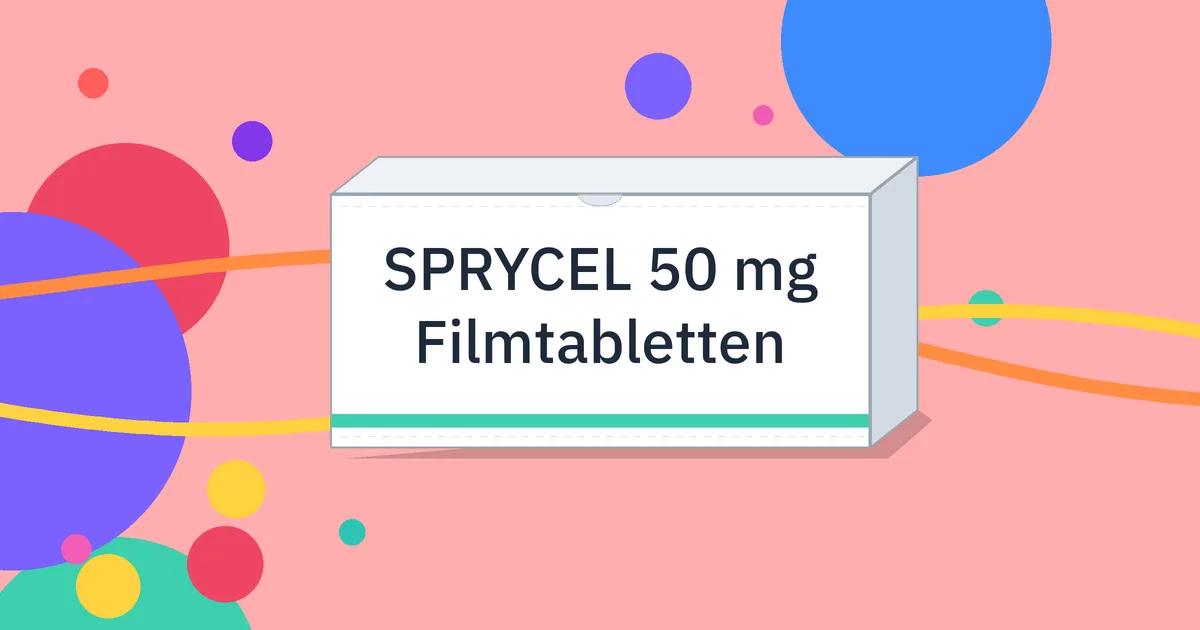 Symbolbild: Packung mit der Aufschrift SPRYCEL 50 mg Filmtabletten (PZN 14237875) – Verfügbarkeit und Bezug in Apotheken in Frankfurt am Main