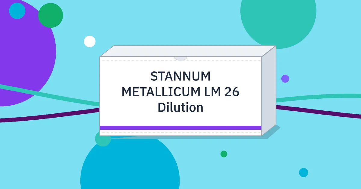 Symbolbild: Packung mit der Aufschrift STANNUM METALLICUM LM 26 Dilution (PZN 13199345) – Verfügbarkeit und Bezug in Apotheken in Frankfurt am Main